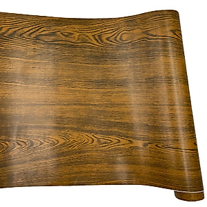 Yifely Dark Brown Walnut Wood Grain Countertop Decor Paper Self-Adhesive Shelf Liner Door Sticker 17.7 Inch by 9.8 Feet