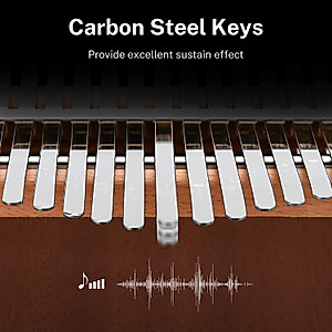 Kalimba 17 Keys Thumb Paino Made By Solid Mahogany with Study Instruction and Tune Hammer, Portable Mbira Sanza African Wood Finger Piano black