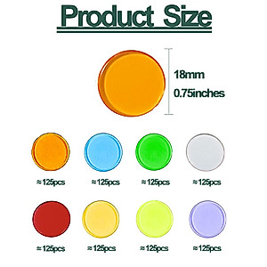FSTgo Plastic Bingo Chips 3/4 inch Transparent Counters, Game Tokens, Counters for Kids Math, Preschool Science Toys-1000pcs Mix 8 Color