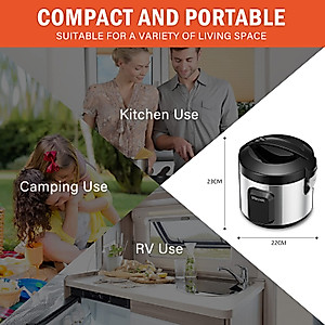 Small Rice Cooker and Food Steamer, 3-4 Cups Uncooked(6-8 Cups Cooked) Mini Rice Maker, Removable Non-Stick Pot Suitable for Cooking, Soups, Stewing, Steaming, Automatic Keep Warm Function