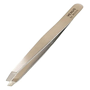 Venus by Regine Slant Tweezers, Handmade Tweezers for Women, Precise Tweezers for Men, Eyebrow Tweezers for Women, 25-Degree Angle for Shaping Eyebrows & Grooming Contours of Face (Stainless Steel)