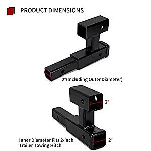 YITAMOTOR 2 inch Dual Receiver Extender Trailer Towing Hitch Extension Bicycle Extender (GTW- 4000 lb.)