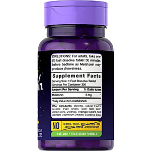 Carlyle Melatonin 5 mg Fast Dissolve 300 Tablets | Natural Berry Flavor | Vegetarian, Non-GMO Supplement