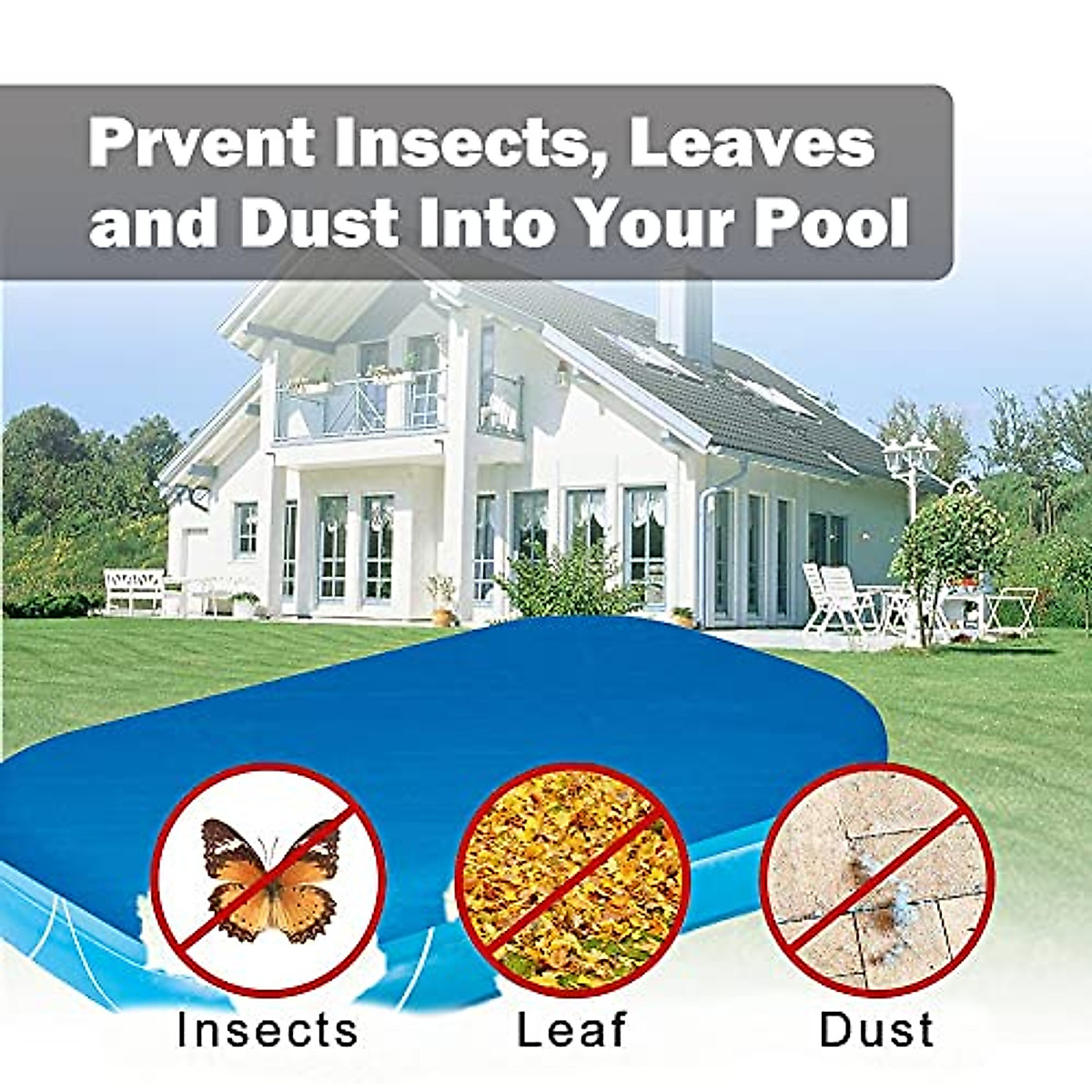 Inflatable Rectangle Pool Cover 103 in x 69 in (262 cm x 175 cm) Rectangular Pool Cover Dustproof Square for Garden Outdoor Paddling Family Rectangle Pools Protector