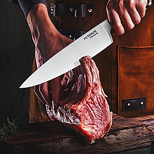 FETERVIC Chef Knife, 8-Inch Super Sharp Professional kitchen knife with Knife Sharpener, German High Carbon Stainless Steel Chef's Knife with Gift Box - Cooking Gift