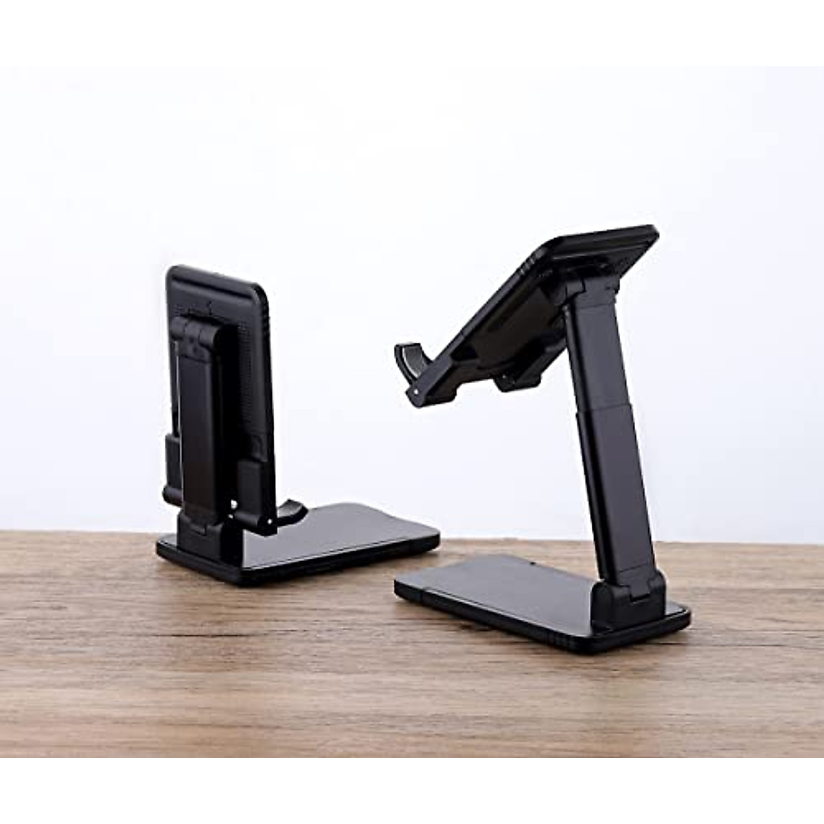 Adjustable Cell Phone Stand, Angle Height Adjustable, Foldable Desk Cell Phone Stand Holder, Phone Dock Cradle Compatible with All Mobile Phones, iPhone, Switch, iPad, Tablet (Black)