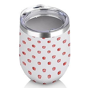 silichee 20 Oz Stainless Steel Wine Tumbler with Lid Pattern Red Watercolor Apples Insulated Tumblers Vacuum Coffee Mugs for Hot and Cold Drinks,Coffee,Wine