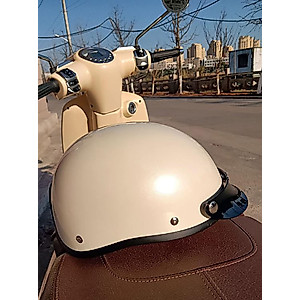 YMKJGZS Motorcycle Half Helmet Buckle DOT Approved with Retractable Inner Release Half Face Cycling Helmets German Motorcycle Half Helmet Small and Light Skull Capfor Men Women Adult (F,XL)