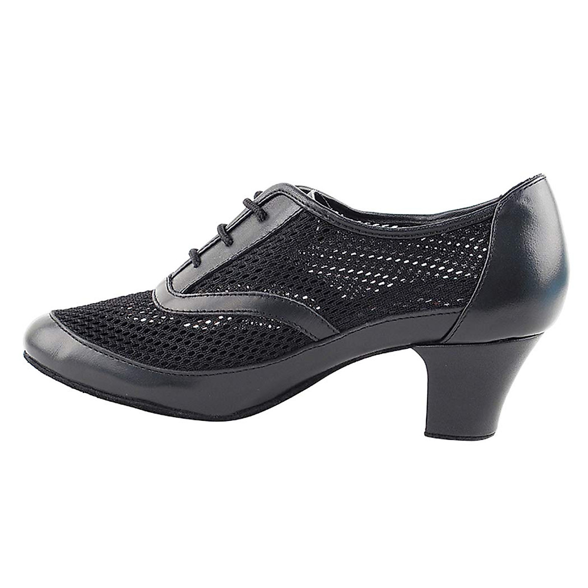 Very Fine Shoes Ladies' Practice & Cuban Heel Competitive Dancer Series CD1108 Black Leather (9.5)