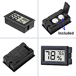 Meggsi 2-Pack Mini Digital Hygrometer Gauge Indoor Thermometer, LCD Monitor Temperature Outdoor Humidity Meter for Humidors Greenhouse Jars Incubators Guitar Case, Display Fahrenheit (℉)