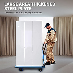 Heavy Duty Platform Truck, Push Cart Furniture Dolly with 1100Lbs Capacity and 5'' TPR 360 Degree Swivel Wheels for Loading and Storage 36x24Inch