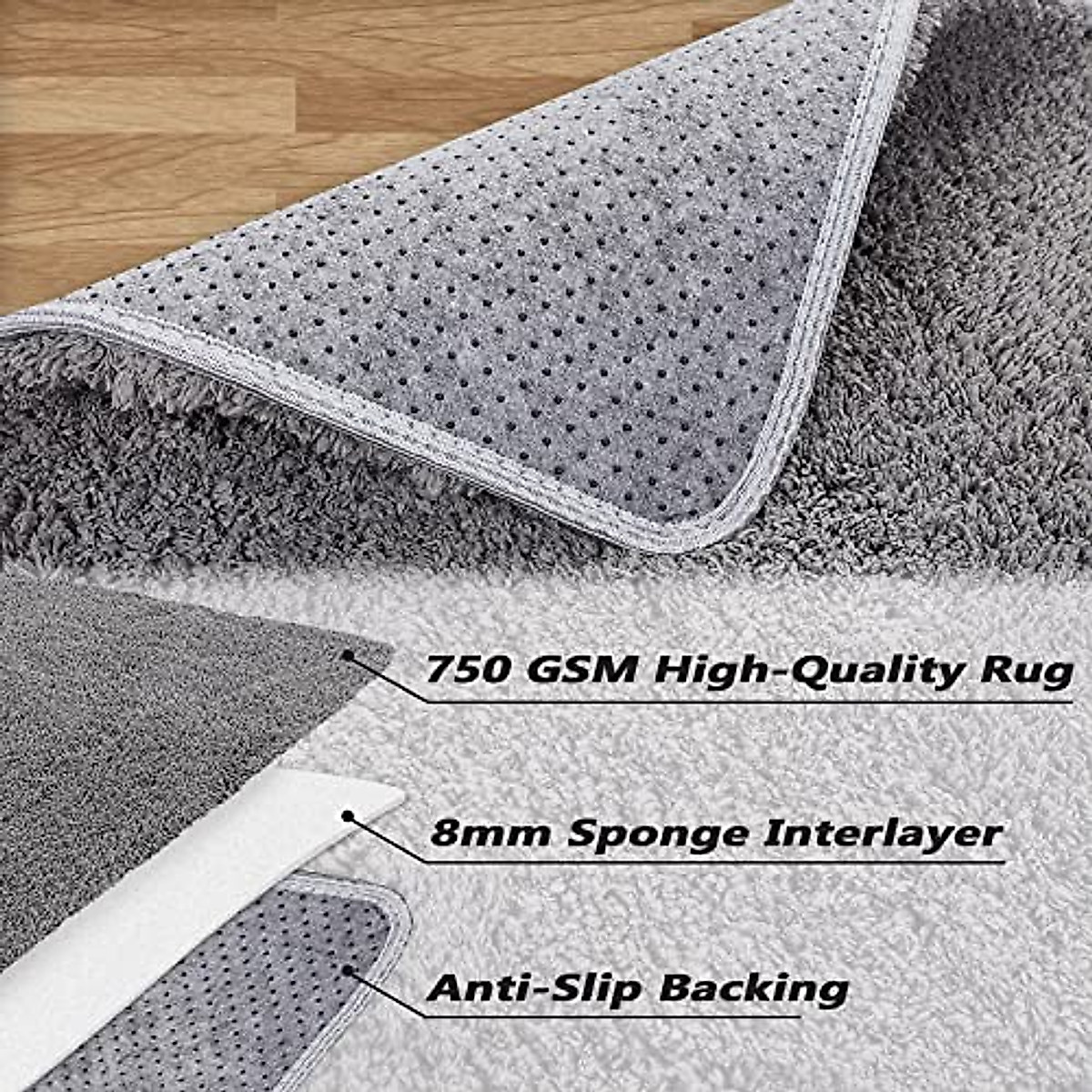 CAROMIO Soft Shaggy Rugs Plush Indoor Modern Faux Fur Area Rugs for Bedroom Luxury Fluffy Carpets Non-Slip Nursery Rugs Shag Rug Home Decor for Living Room Floor Kids Rooms, Light Grey, 4' x 6'