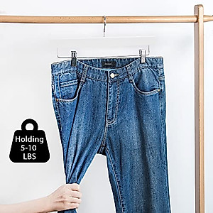 Nature Smile Solid Lotus Wood Deluxe Wooden Pants Hangers Bottom Hanger Jeans Hanger Skirt Hanger with 2-Adjustable Clips Anti-Rust Hook Pack of 10 (White)
