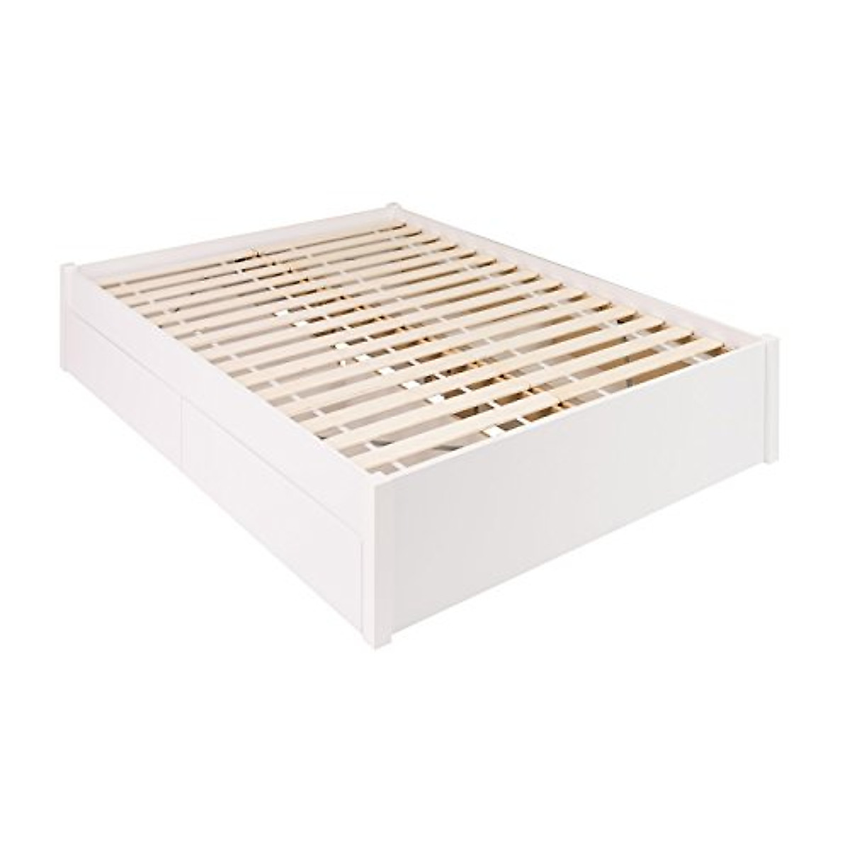 Prepac Select Queen 4-Post Raised Platform 4-Drawer Storage Bed, Modern Queen Storage Bed with Drawers 83" D x 63" W x 16" H, White, WBSQ-1302-4K