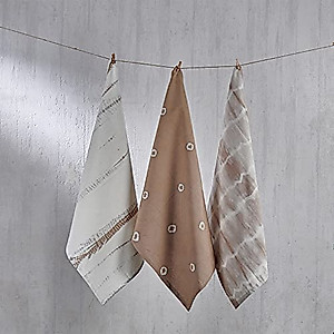 Folkulture Kitchen Towels or Dish Towels for Kitchen, 20x26 Inches Tea Towels with Hanging Loop or Hand Towels, Flour Sack Hand Towels or Farmhouse Kitchen Towels, 100% Cotton, Set of 3, Indie Smoke