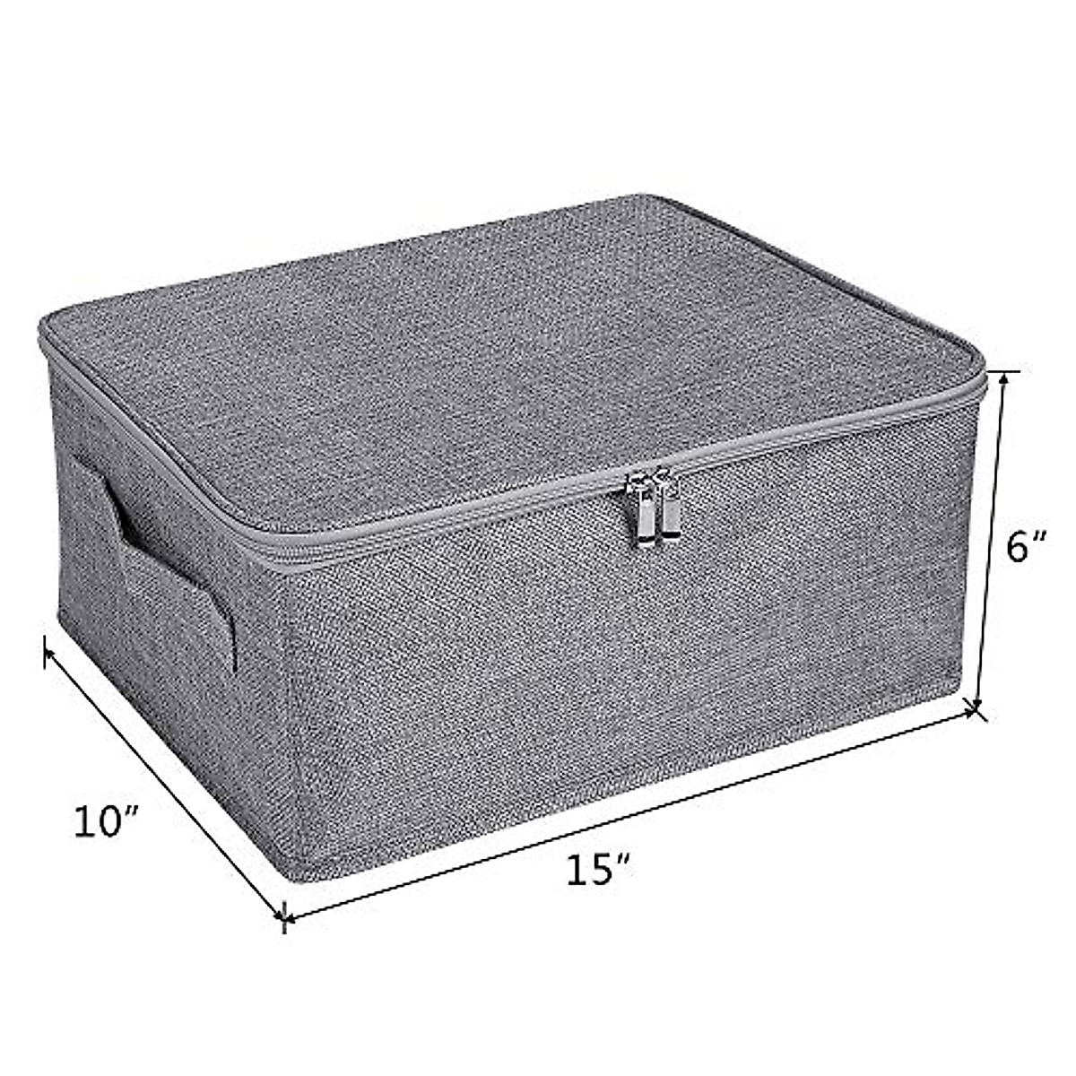 ANMINY 2PCS Storage Bins with Zipper Lid Handles Storage Boxes PP Plastic Board Foldable Lidded Cotton Linen Fabric Home Cubes Baskets Closet Clothes Toys Organizer Containers - Gray, Small Size