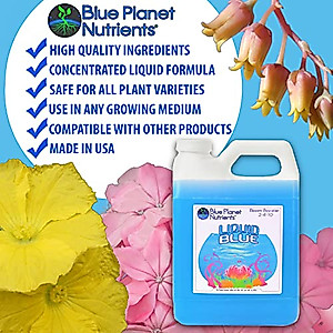 Liquid Blue Bloom Booster (128 oz) Gallon | Potassium Phosphorous Supplement for Flowering | for All Plants & Gardens | Blue Planet Nutrients