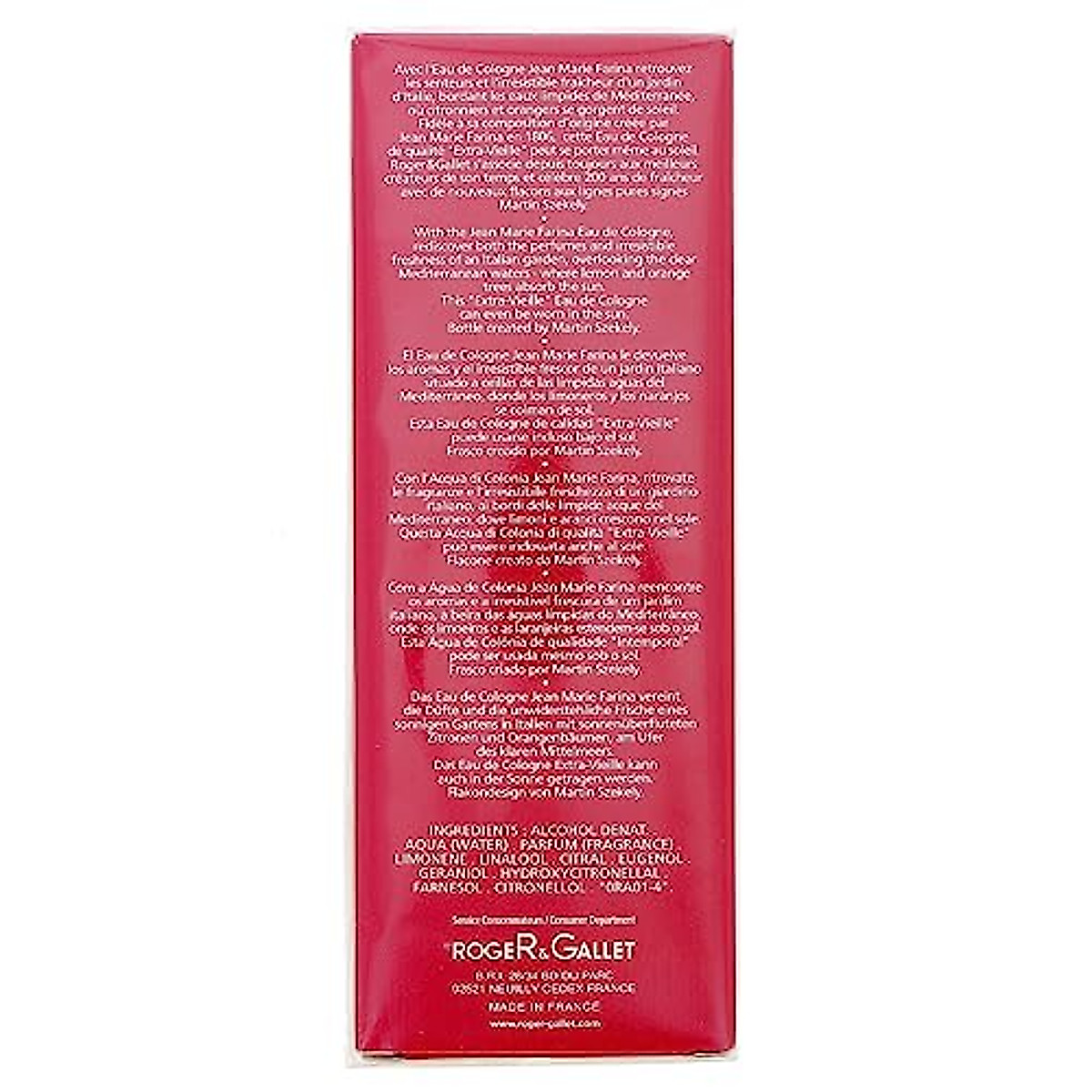 Roger & Gallet Extra Vieille Jean Marie Farina Unisex Eau De Cologne Spray, 6.6 Ounce