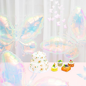 Poen 6 Pcs 40 Inch Butterfly Balloons Iridescent Butterfly Foil Balloons Holographic Butterfly Balloons Decorations Holographic Balloons for Birthday Baby Shower Wedding Butterfly Themed Party