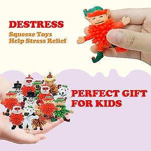12Pcs Christmas Mini Porcupine Toys,Squeeze Toys Stress Relief Boys Balls Fidget Toy for Kids Christmas Party Favor,Christmas Decor(Christmas)
