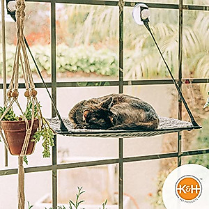 K&H Pet Products EZ Mount Window Sill Cat Bed, Cat Window Hammock, Sturdy Cat Window Perch for Large Cats, Cat Window Bed Cat Furniture, Cat Hammock for Window Cat Perch Cat Shelf - Single Level Gray