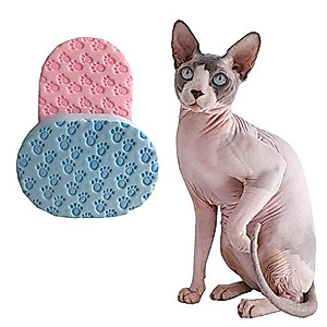 2 PCs Sphynx Cat Bath Shower Bathing Sponge for Easy Clean (Blue+Pink)