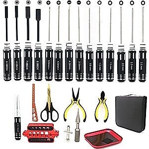 23 in 1 RC Tool Kit Screwdriver Set Pliers Hex Sleeve Socket Repair Tools for RC Helicopter Quadcopter Drone Airplane, Accessories Compatible with Slash Screw Kit