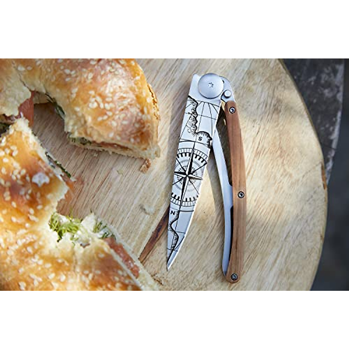 deejo Ultra-Light Folding Pocket Knife with Belt Clip - Olivier 1.3 OZ Version - Thin and Sharp Blade - Terra Incognita Pattern - Stainless Steel - Elegant and Modern Design…