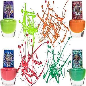 Townley Girl L.O.L Surprise Non-Toxic Peel-Off Water-Based Safe Quick Dry Nail Polish Gift Kit Set for Kids Set With Nail Dryer, AA Batteries Not Included, Ages 3+