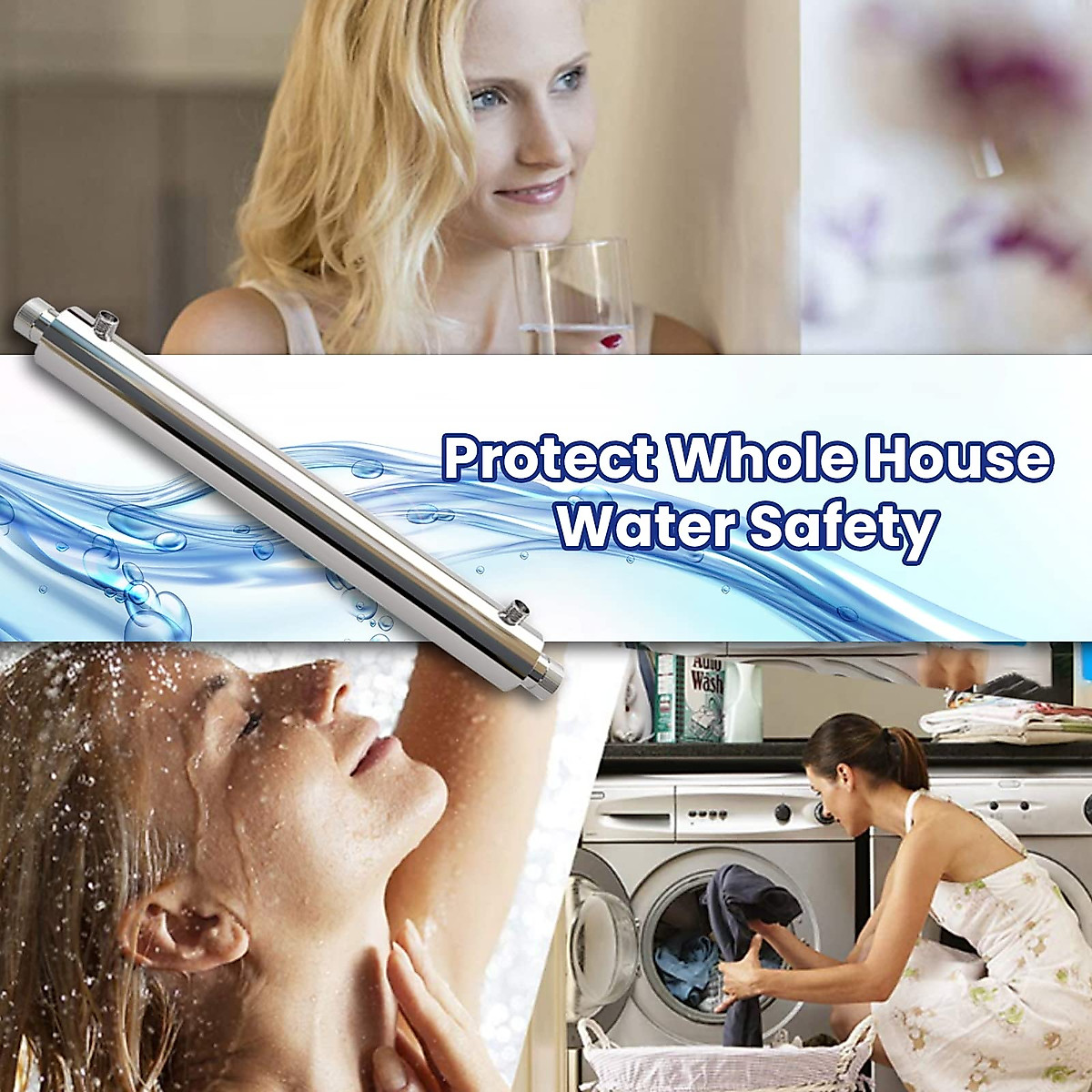 WIRELEL Water Purifier Filter for Whole House, Water Filter System 12 GPM 55W 110V + 3/4 Inch Inch MNTP