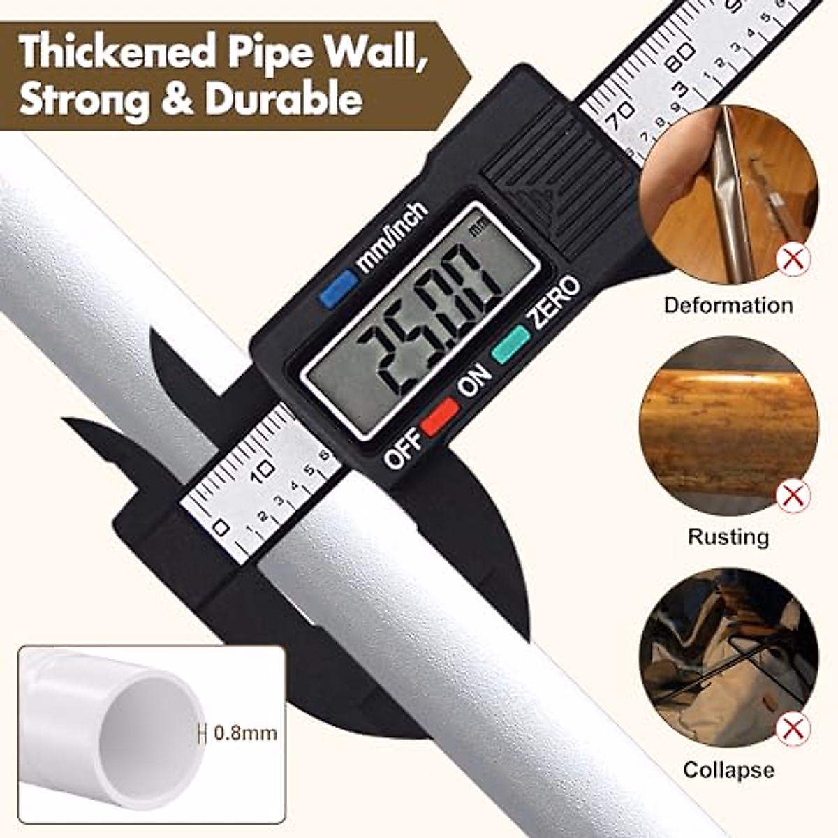 BsBsBest Ceiling Clothes Rack, 4 Tier Adjustable Closet Shelves Free Standing Closet Organizer And Storage Free Ceiling to Floor for Hanging Clothes White