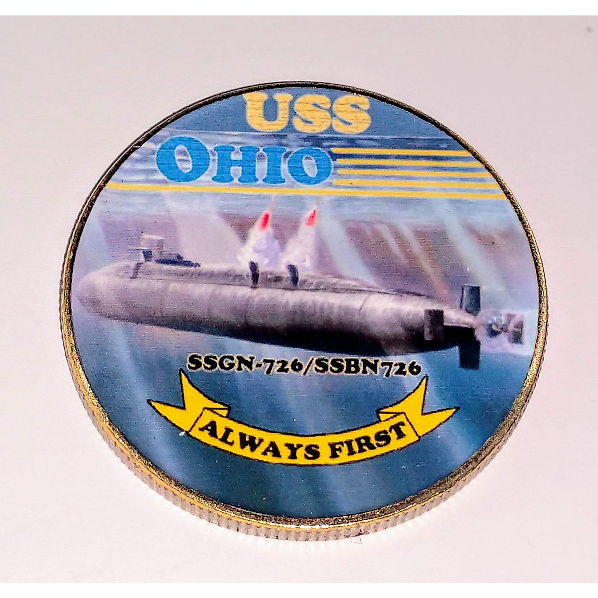 Navy USS Ohio Submarine Colorized Challenge Art Coin