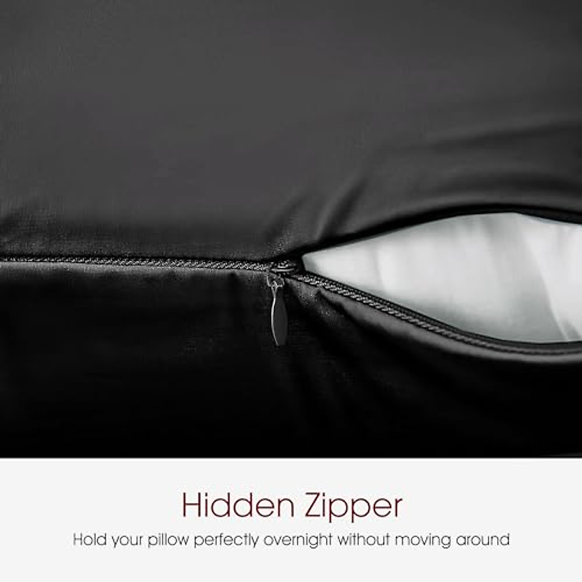 WLOSJ 100% Silk Pillow Cases 2 Pack Queen Size Mulberry Silk Pillowcase for Hair and Skin Set of 2 Highest Grade 6A Silk with Hidden Zipper, Black