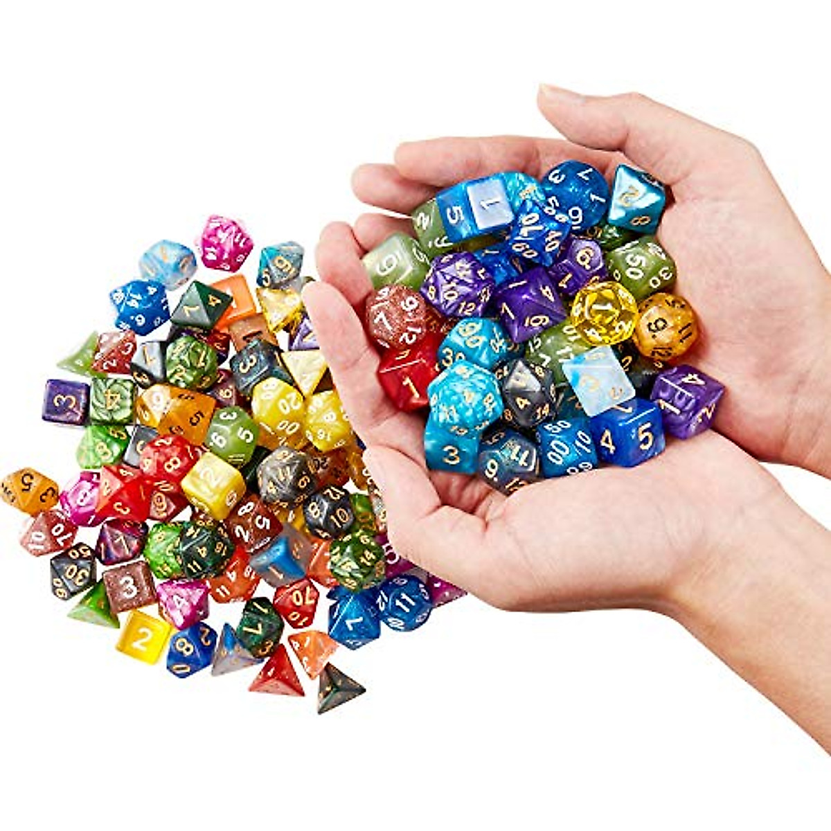 DND Dice Set (140 Pieces), Huuancy Polyhedral Dice for Dungeons and Dragons DND RPG MTG Table Games with 1 Large Flannel Bag, 20 Colors