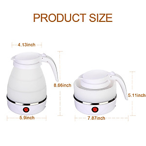 1.2 Liter -White Travel Collapsible Electric Kettle Boils Water Fast, Small Size, Large Capacity, Easy to Fold and Store, Food Grade Silicone Small Tea Kettle