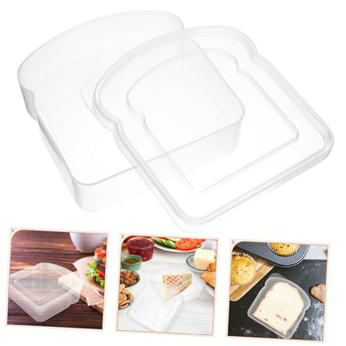 Hoement Lunch Box Container Sandwich Space Box Toast in Plastic Sandwich Containers for Picnic