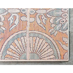 Unique Loom Estrella Collection Floral, Geometric, Vibrant, Modern, Abstract Area Rug (3' 3 x 5' 3 Rectangular, Orange/Blue)