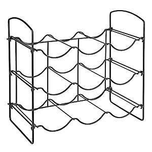 mDesign Metal Wire Free-Standing Water Bottle Rack - Storage Organizer for Kitchen Countertops, Matte Black