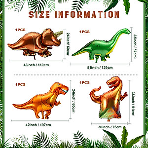 17 Pieces Dinosaur Balloons Dinosaur Party Balloons Dino Foil Aluminum Helium Balloons Giant Dinosaur Party Supplies for Birthday Baby Shower Jungle Theme Party Decorations (3rd Birthday)