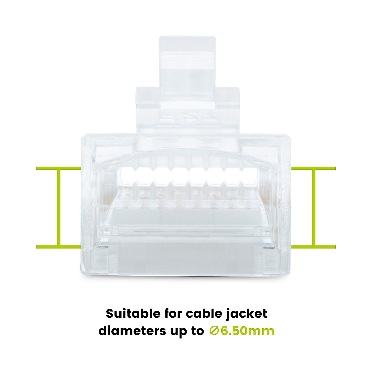 trueCABLE Cat5e RJ45 Pass Through Connectors, Unshielded (UTP) Modular Plug, UL Listed, EZ Crimp End, Gold Plated 3 Prong 8P8C, 100 Pieces