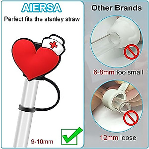 AIERSA 10Pcs Nurse Straw Cover Cap for Stanley Cup, Silicone Straw Topper Compatible with Stanley 30&40 Oz Tumbler with Handle,Straw Tip Covers for Stanley Cups Accessories