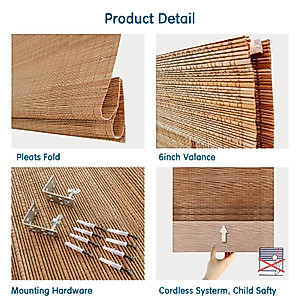 Cordless Nature Window Shades Blinds, 100% Linen Roman Shades, Pattern 10