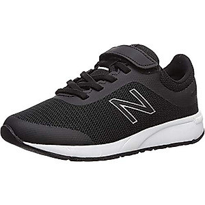 New Balance Kid's 455 V2 Hook and Loop Running Shoe, Black/White, 4 Infant