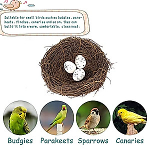 Hamiledyi Rattan Bird Nest Natural Handmade Parakeets Hut Cozy Resting Place Garden Yard Home Party Decor for Doves Canaries Finches Budgies