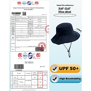 Waterproof Sun UPF 50+ Bucket Hat UV Protection Packable Brimmed Boonie for Women Men Summer Lightweight Hiking Outdoor Cap Navy Blue