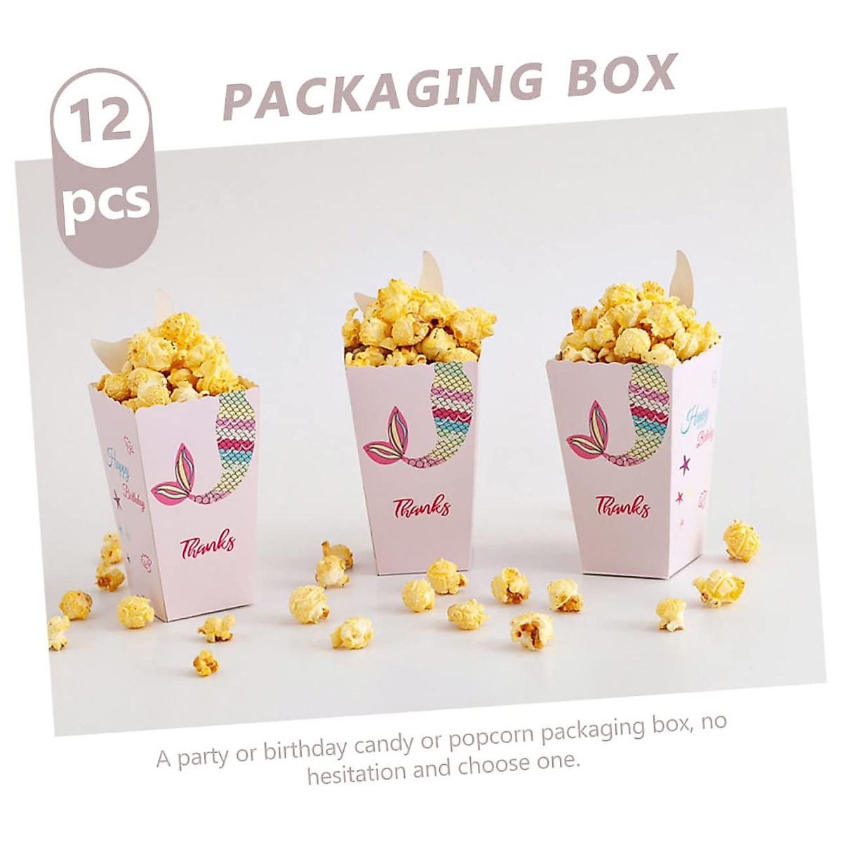 SHOWERORO 12pcs Boxes Mermaid Chip Box Snacks Container Candy Container Baking Boxes Food Containers Popcorn Party Bags Popcorn Containers Boxes Popcorn Boxes Containers Poppin Popcorn Paper