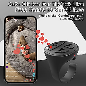 STDFORU TikTok Scrolling Ring Remote Control Kindle App Page Turner Camera Remote Shutter TIK Tok Scrolling Ring for iPhone iPad Android iOS (Black)