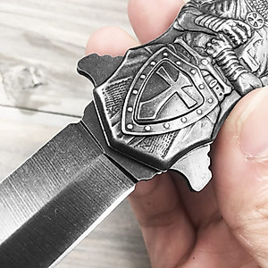 AULAKNIV Collection 3D Knight Engraved Folding Knife Pocket Survival EDC Tools Outdoor Tactical Hunting Knives