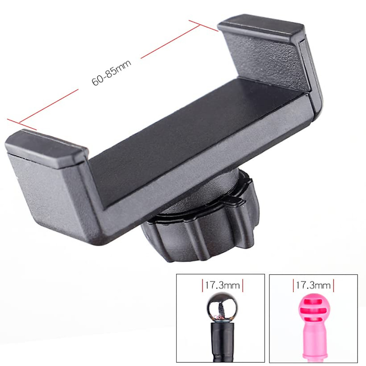 VizGiz 2 Pack Ring Light Phone Holder Replacement Clamp 17mm Rotate Ball Hole Clip Base for Hose Gooseneck Support Stand Live Broadcast Tripod Monopod Mount Attachment Cradle Black