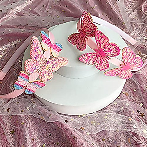 EleMirsa 4pcs Little Girl Butterfly Headband Butterfly Teeth Headband Hair Hoop for Girls Teens Toddlers Kids Child Butterfly Hairbands Party Hair Accessories
